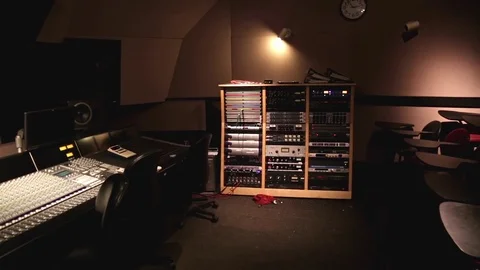 Empty Recording Studio Control Room with... | Stock Video | Pond5