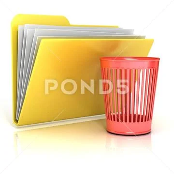 Empty red recycle bin folder icon, 3D Empty red recycle bin folder icon ...