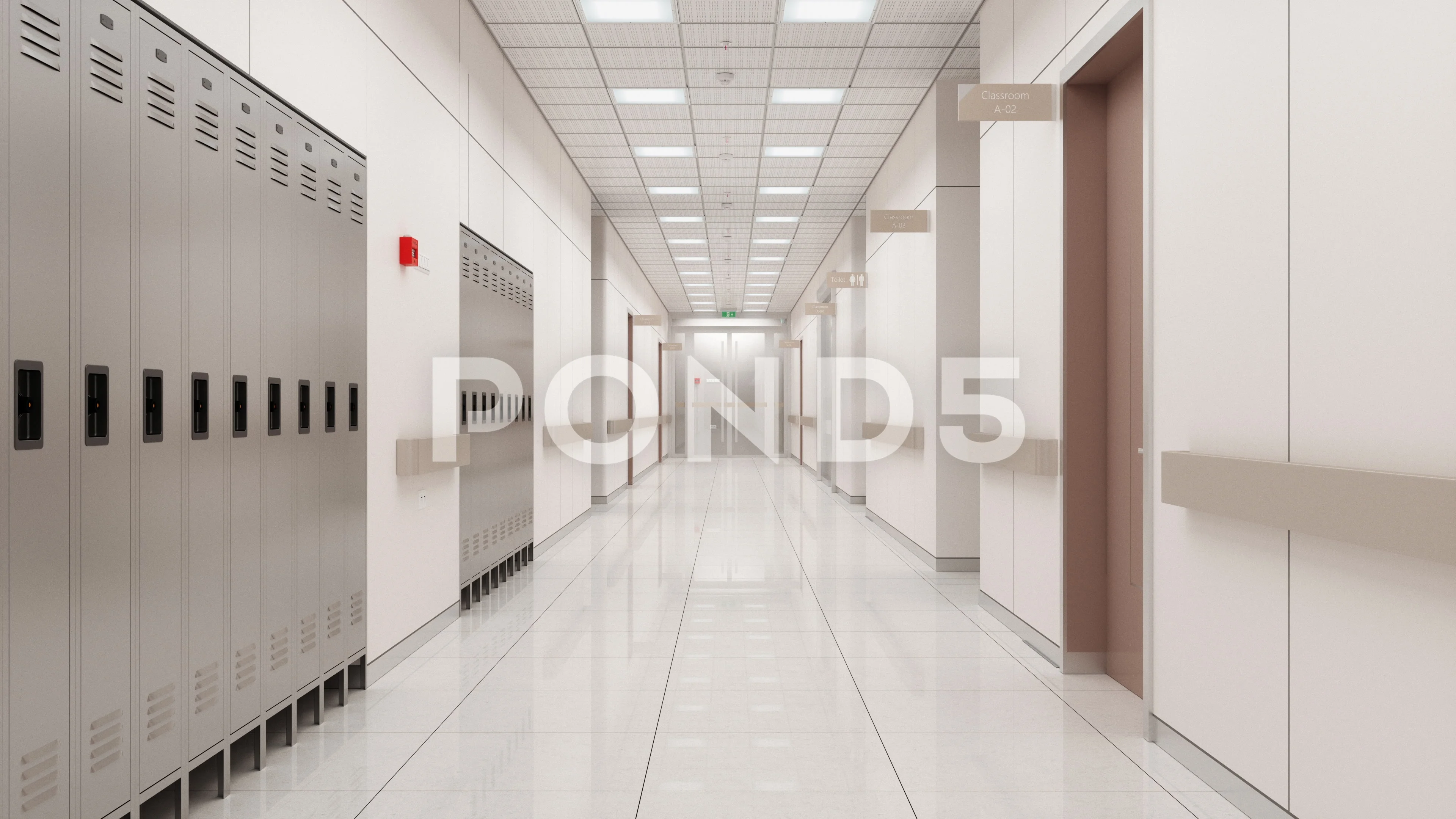 School Corridor With Lockers