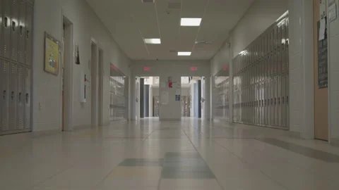 Empty school hallway, education building... | Stock Video | Pond5