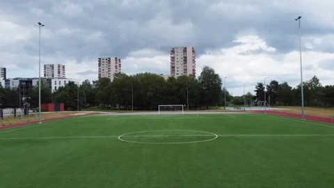 empty school stadium with football field... | Stock Video | Pond5