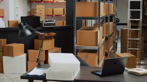 Empty storage room in retail warehouse a... | Stock Video | Pond5