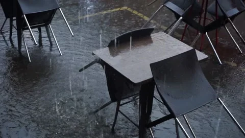 Empty Wet Chair Table Restaurant Cafe Fo... | Stock Video | Pond5