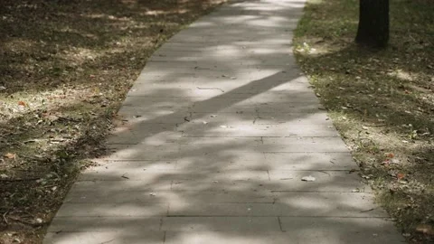 Empty winding path made of concrete tile... | Stock Video | Pond5