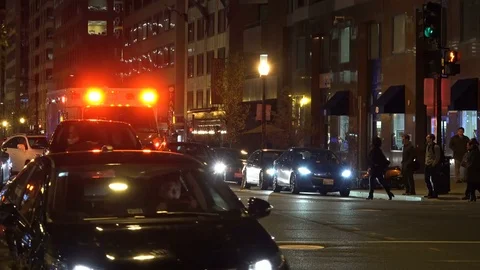 EMS ambulance, night, downtown Washingto... | Stock Video | Pond5