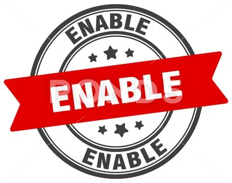Enable stamp. enable label on transparent background. round sign ...