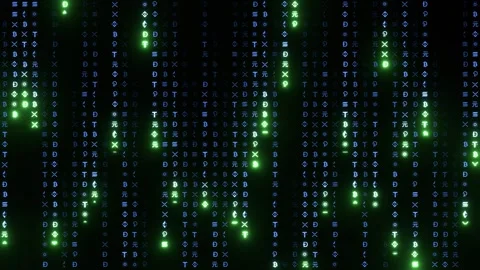 Encrypted data running on a black backgr... | Stock Video | Pond5