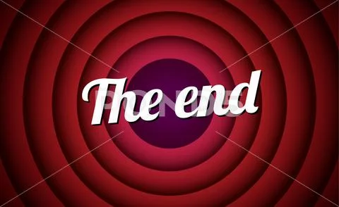 The end movie font comic poster circle. Cartoon film end poster logo ...