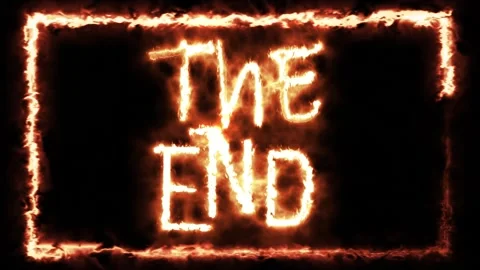 the end text written with fire overlay | Stock Video | Pond5