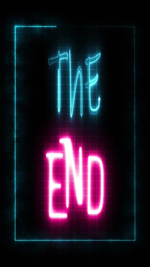 the end vertical neon sign overlay anima... | Stock Video | Pond5