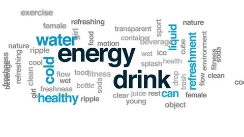 Energy drink animated word cloud, text d... | Stock Video | Pond5