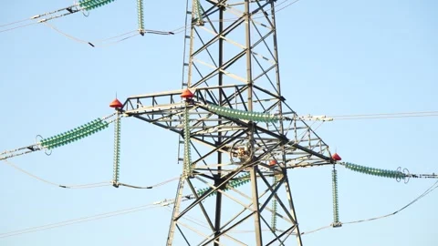 Energy. Power lines. Row of high voltage... | Stock Video | Pond5