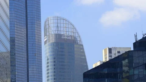 Engie logo on the Tour T1 tower in La De... | Stock Video | Pond5