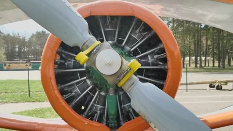 Engine and propeller of a small aircraft... | Stock Video | Pond5