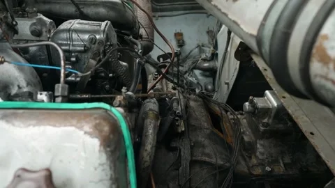 Engine compartment of BTR-80M armored ve... | Stock Video | Pond5