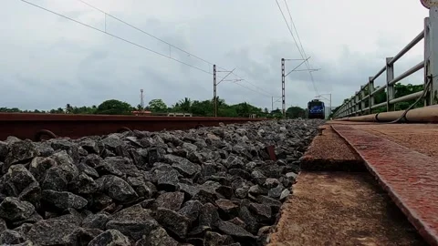 engine of an indian train moving on a tr... | Stock Video | Pond5