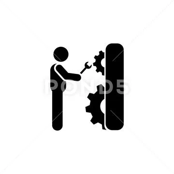 Engine, mechanism, settings, man, job icon. Element of manufacturing ...