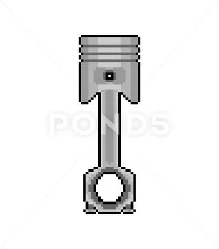Engine piston pixel art. 8 bit motorcycle pistons icon. pixel art ...