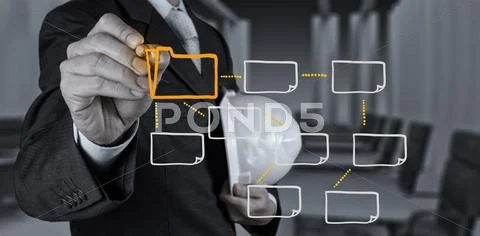 Engineer draw blank folder icon on touch screen computer: Graphic #42574925