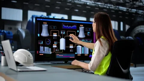 Engineer Operator Using Scada System | Stock Video | Pond5