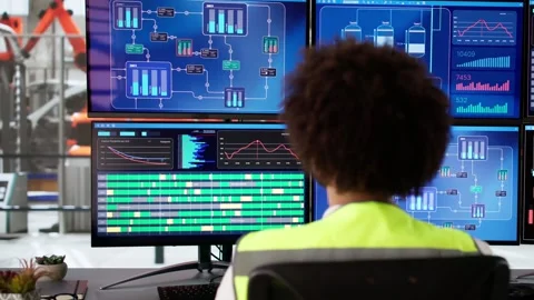 Engineer Operator Using Scada System | Stock Video | Pond5