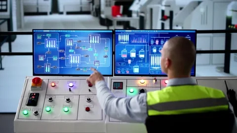 Engineer Operators Using Scada System | Stock Video | Pond5