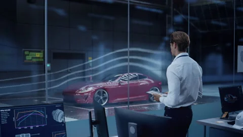 Engineer Testing Concept Car in Aerodyna... | Stock Video | Pond5