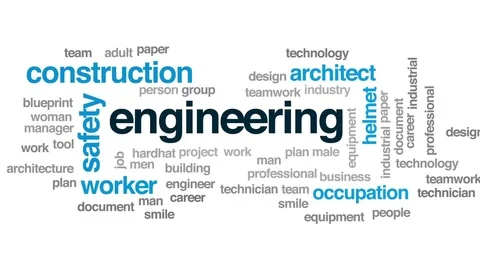 Engineering animated word cloud, text de... | Stock Video | Pond5