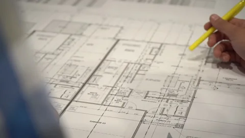 Engineering drawing of a house blueprin... | Stock Video | Pond5