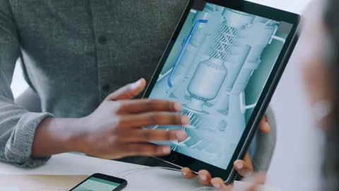 Engineering, tablet design and hands of ... | Stock Video | Pond5