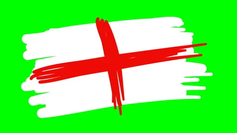 England drawing flag on green background | Stock Video | Pond5