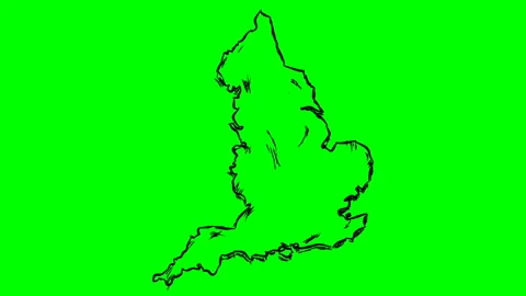 England drawing outline map green screen... | Stock Video | Pond5