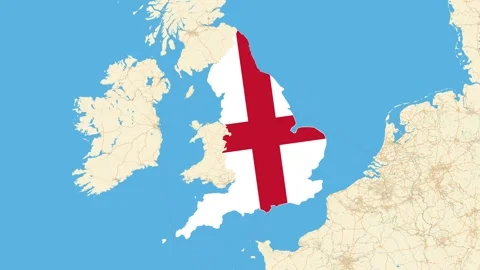 England Map with flag zoom in, Map Engla... | Stock Video | Pond5