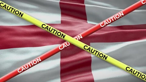 England national flag with caution tape ... | Stock Video | Pond5