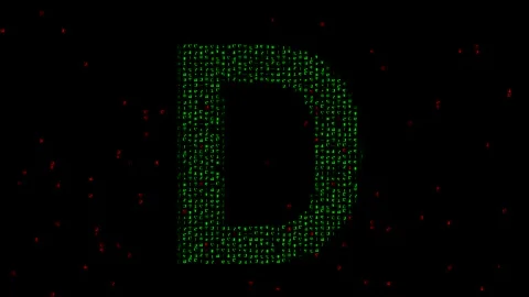 English alphabet D with matrix code on p... | Stock Video | Pond5