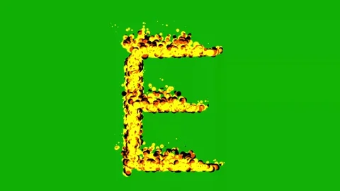 English alphabet E with fire effect gree... | Stock Video | Pond5