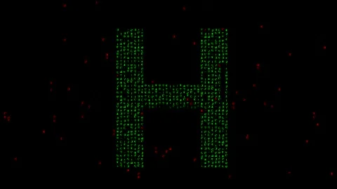 English alphabet H with matrix code on p... | Stock Video | Pond5