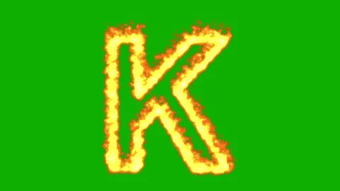 English alphabet K with fire effect gree... | Stock Video | Pond5