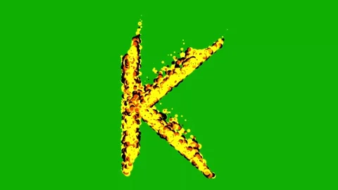 English alphabet K with fire effect gree... | Stock Video | Pond5