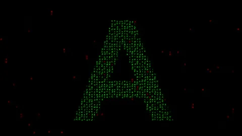 English alphabet A with matrix code on p... | Stock Video | Pond5