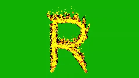 English alphabet R with fire effect gree... | Stock Video | Pond5