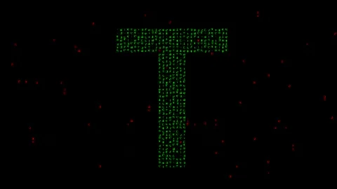 English alphabet T with matrix code on p... | Stock Video | Pond5