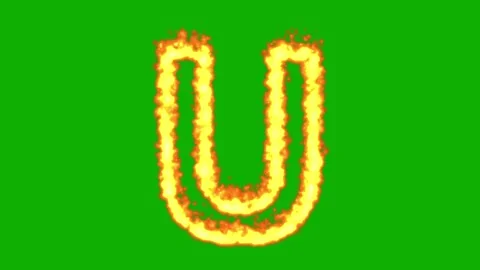 English alphabet U with fire effect gree... | Stock Video | Pond5