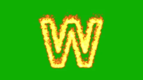 English alphabet W with fire effect gree... | Stock Video | Pond5