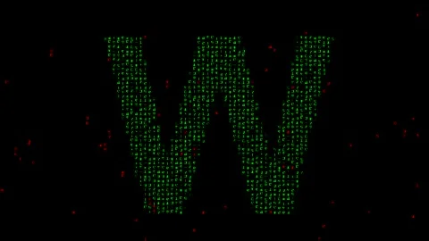 English alphabet W with matrix code on p... | Stock Video | Pond5