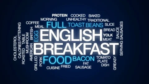 English breakfast animated word cloud, t... | Stock Video | Pond5