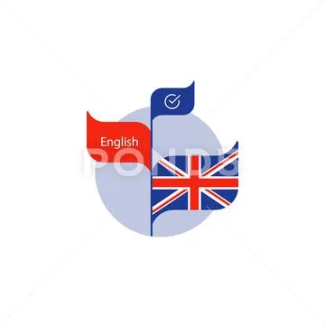 English class icon, learning concept, language school logo: Graphic ...