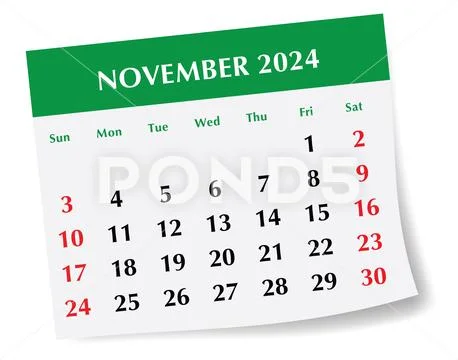 ENGLISH November 2024 calendar. Vector illustration. Monthly planning ...