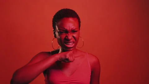 enough gesture stop annoying red woman g... | Stock Video | Pond5