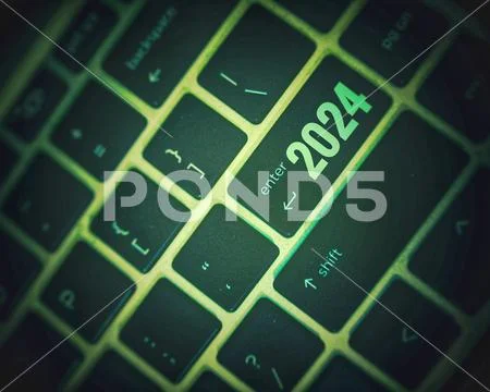 Photograph: Enter in 2024 keyboard text signs with Green yellow ...